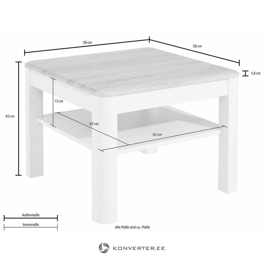 Väike Valge-Helepruun Diivanilaud Riiuliga (INOSIGN) - Konverter Outlet